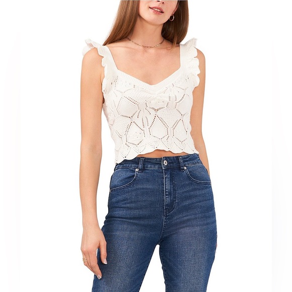 Chelsea & Violet | Tops | Chelsea Violet Pointelle Stitched Scalloped ...